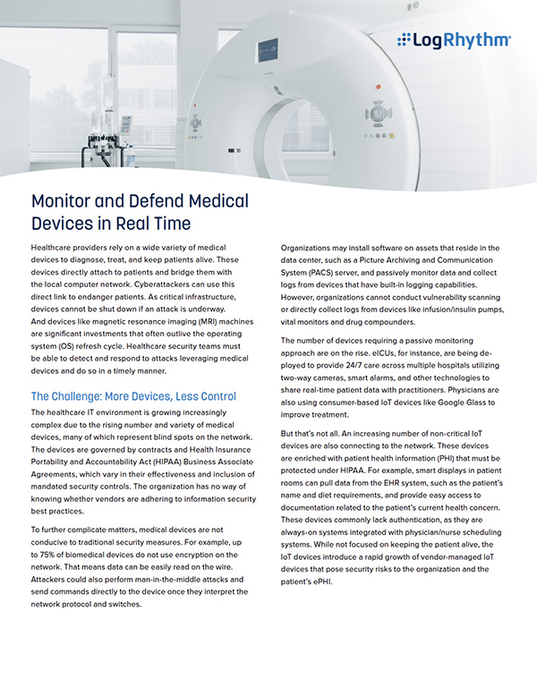 Monitor and Defend Medical Devices in Real time - CyberEdge Group